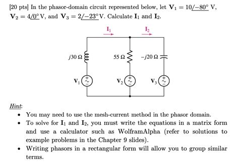 solved [20 pts] in the phasor domain circuit represented