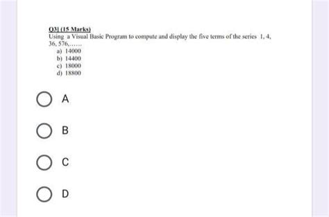 Solved Marks Using A Visual Basic Program To Compute Chegg
