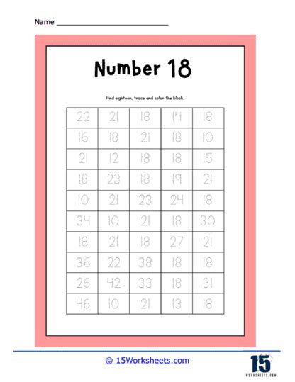Number 18 Worksheets Numeracy Skills 15 Worksheets Com