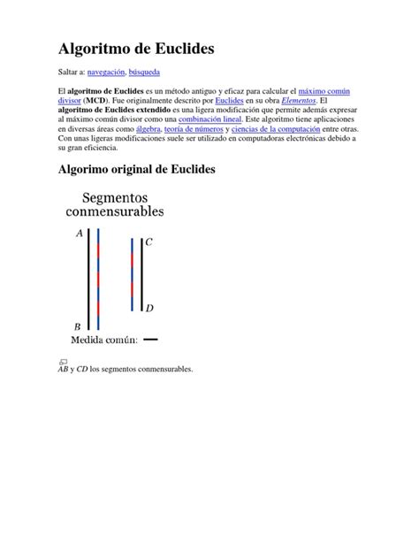 Algoritmo De Euclides Pdf Algoritmos División Matemáticas