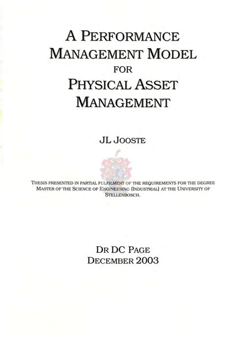 Pdf A Performance Management Model For Physical Asset Management