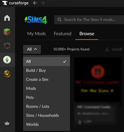 The Sims 4 Mods - Getting Started: CurseForge support