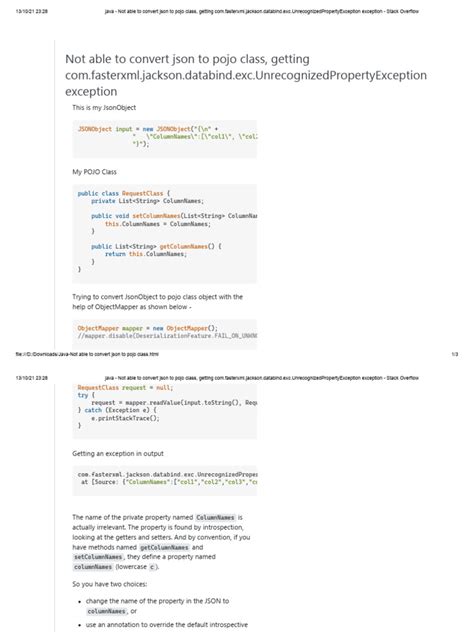 Java Not Able To Convert Json To Pojo Class Pdf Computer Programming Software Engineering