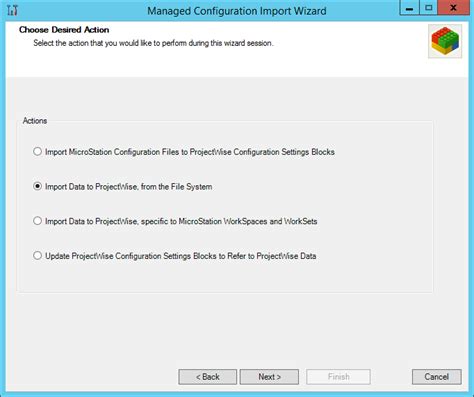 step 1 import configuration data files into projectwise