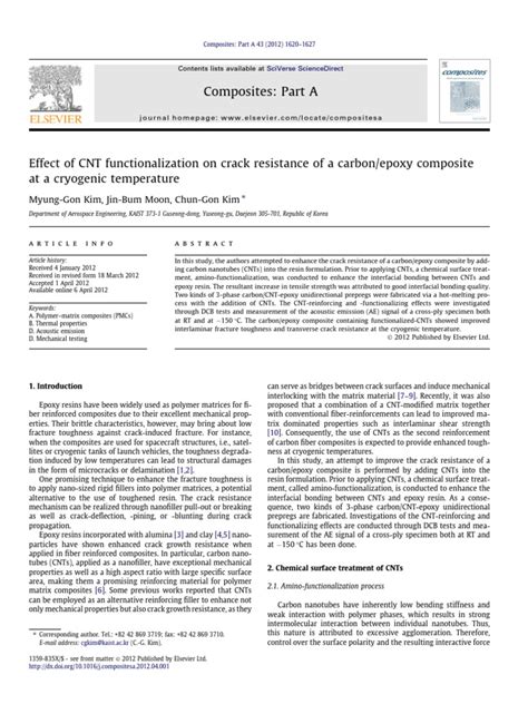 19 碳环氧树脂复合材料抗裂性 Effect Of Cnt Functionalization On Crack Resistance Of A Carbonepoxy Composite