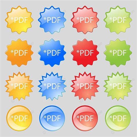 Colorful Pdf Buttons For Download And Design Text Pdf Flat Vector Text Pdf Flat PNG And