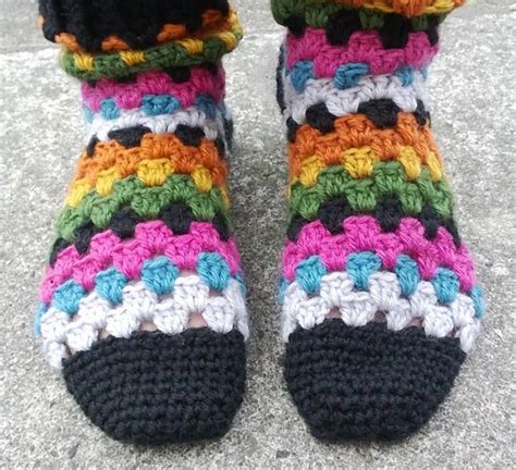 Granny Stripe Crochet Socks Pattern Gehaakte Sokken Patroon