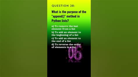 Python Qn 28 Python Questions And Answers Tech Ns Arena Programmingquiz Youtube