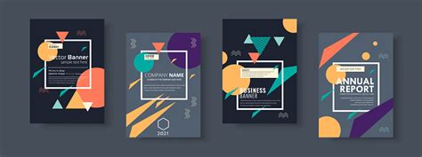 브로셔 세트 연례 보고서 전단지 디자인 템플릿 비즈니스 프레젠테이션 비즈니스 용지 기업 문서 표지 및 레이아웃 템플릿 설계를 위한 벡터 일러스트레이션 0명에 대한 스톡 벡터