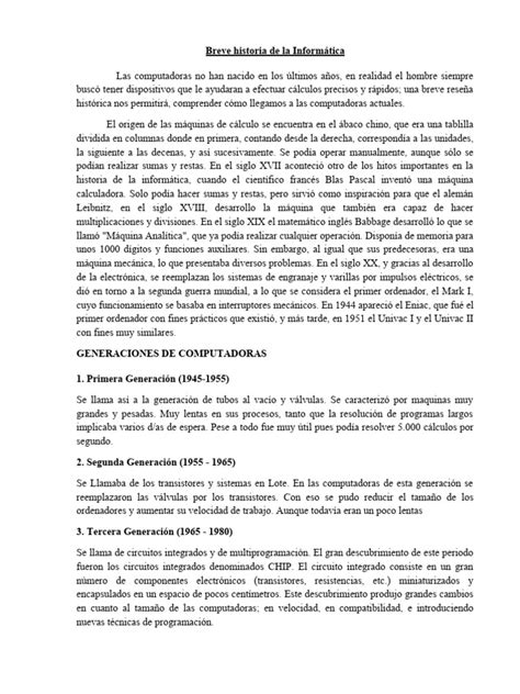 Breve Historia De La Informática Y Hardware Y Software Descargar Gratis Pdf Hardware De La