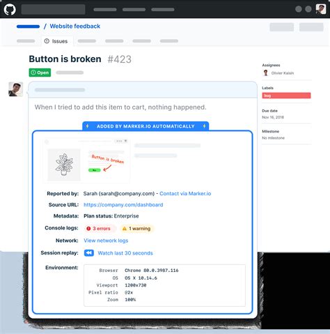 Integration For GitHub Bug Tracking Marker Io