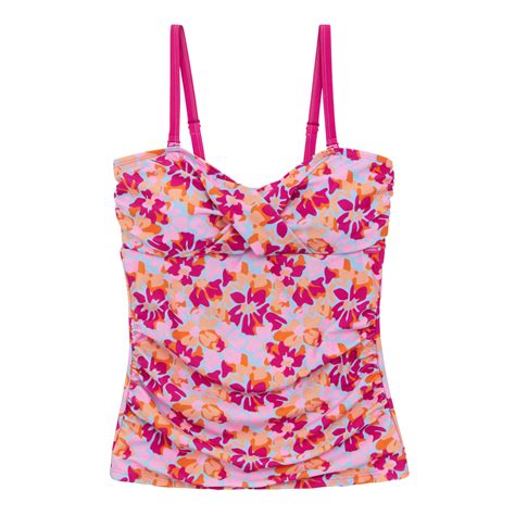 Womens Ladies Aceana Iii Summer Floral Tankini Top Pink Decathlon