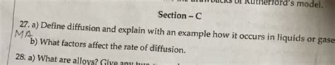 A Define Diffusion And Explain With An Example How It Occurs In Liquids