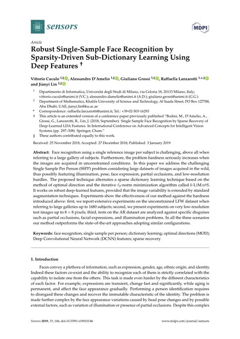 Pdf Robust Single Sample Face Recognition By Sparsity Driven Sub Dictionary Learning Using