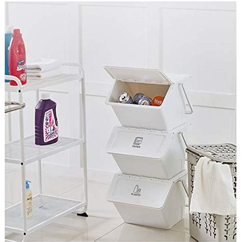 Withmolly Daily Stackable Organizer Stores Recycling Bin Container With