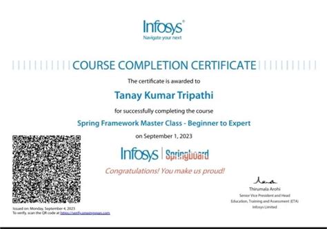 Tanay Kumar Tripathi On Linkedin Springframework Infosysspringboard Springmasterclass