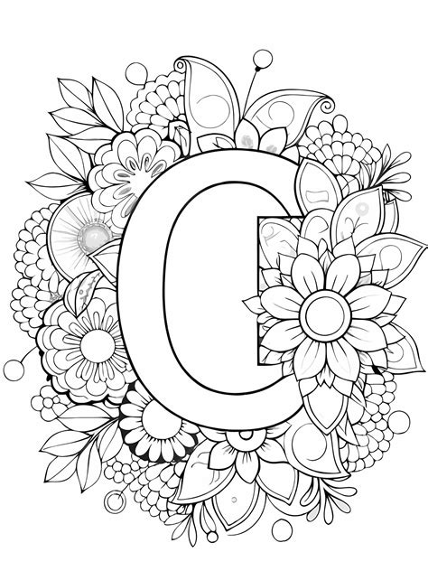 Premium Photo Floral Alphabet Coloring Page Featuring The Letter C