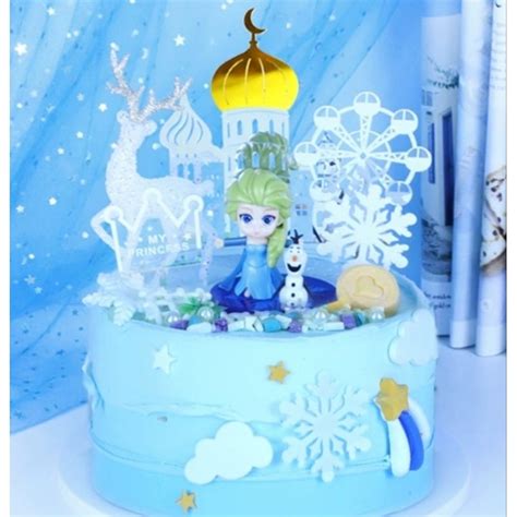 8cm Frozen Elsa With Olaf Cake Topper Olaf Cake Deco Toy Hollow Mosque Masjid Acrylic Birthday