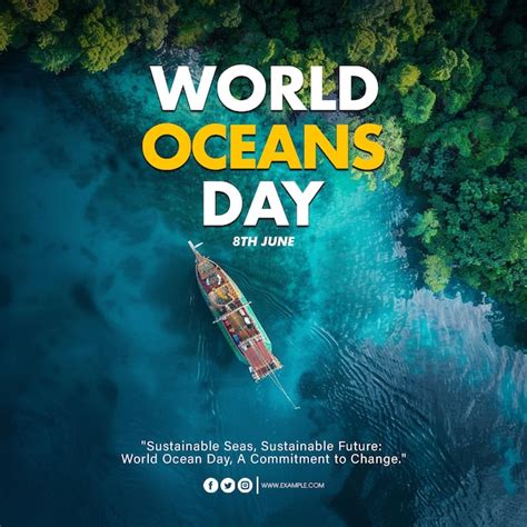Premium Psd Psd A Poster For The World Ocean Day Poster Template With