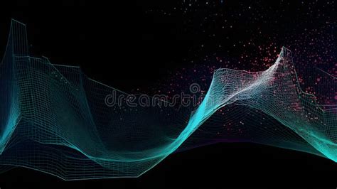 Abstract Graphical Digital Data On Dark Background Neural Network Generated Image Stock