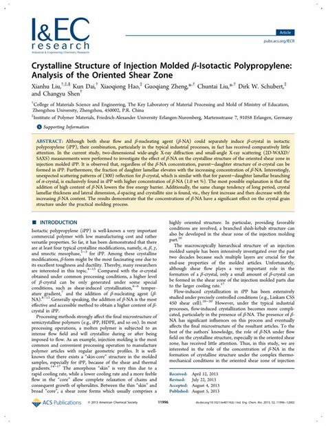 Pdf Crystalline Structure Of Injection Molded β Isotactic