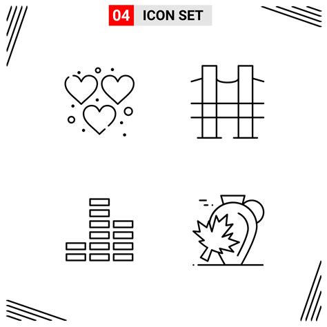 4 Icons Line Style Grid Based Creative Outline Symbols For Website Design Simple Line Icon Signs