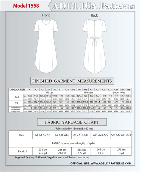 Adelica Pattern 1558 Plus Size Sewing Pattern Dress Textillia