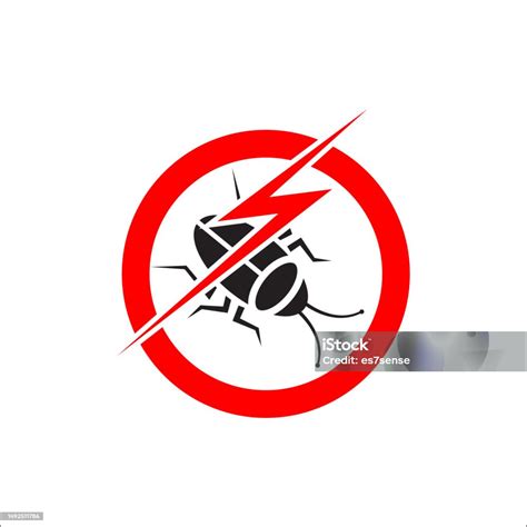 곤충 바퀴벌레는 빨간색 금지 스파크 서클에 있습니다 바퀴벌레 방지 곤충 표시 해충 방제 아이콘입니다 바퀴벌레 해충 방제 정지