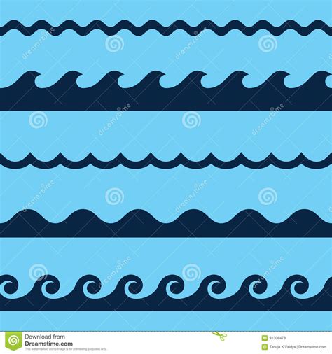 Wave Seamless Pattern Stock Vector Illustration Of Foam 91308478