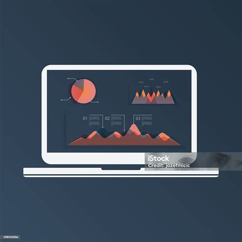 Big Data Computer Analysis Infographcis Template With Graphs And Pie Stock Illustration