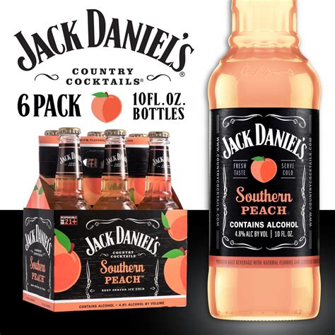 Jack Daniels Country Cocktail Southern Peach 6 Pack 10 Fl Oz Glass