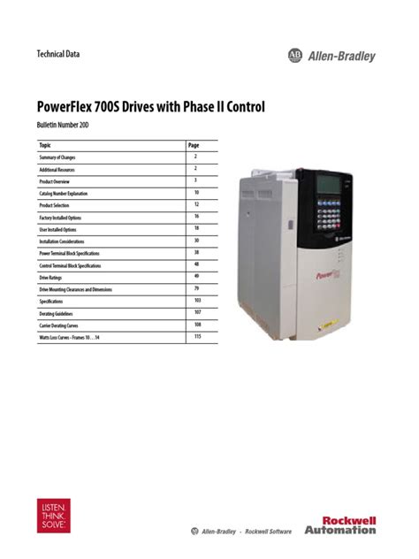 Powerflex 700s Drives With Phase Ii Control Technical Data Download