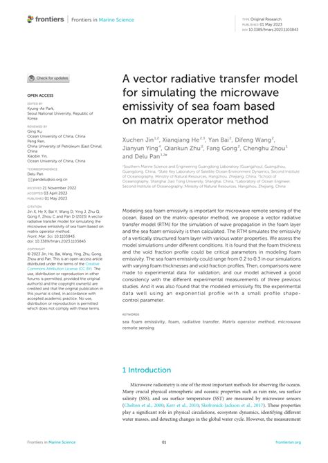 Pdf A Vector Radiative Transfer Model For Simulating The Microwave