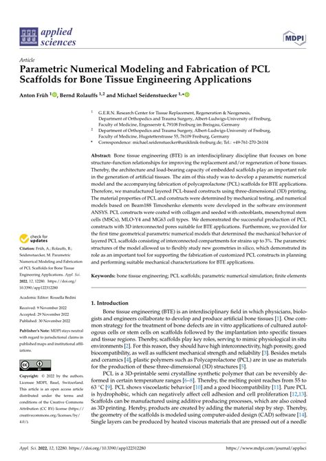 Pdf Parametric Numerical Modeling And Fabrication Of Pcl Scaffolds For Bone Tissue Engineering