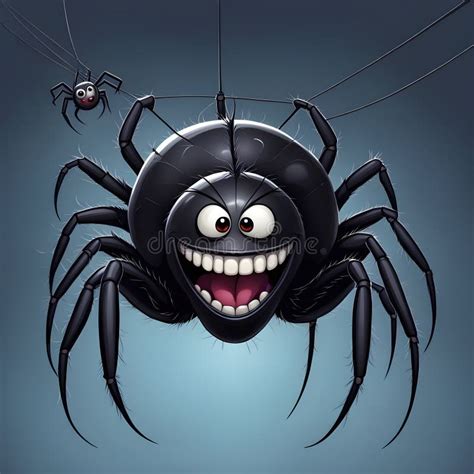Image Of Cartoon Jumping Spider Smiling Like Human Mouth Feature Stock Illustration