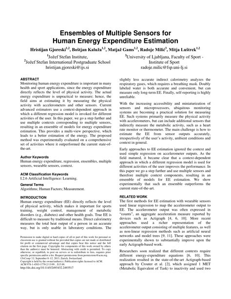 Pdf Ensembles Of Multiple Sensors For Human Energy Expenditure Estimation