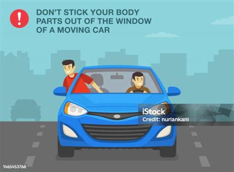 Reckless Passenger Dangles Out Car Front Window On Highway Road Dont