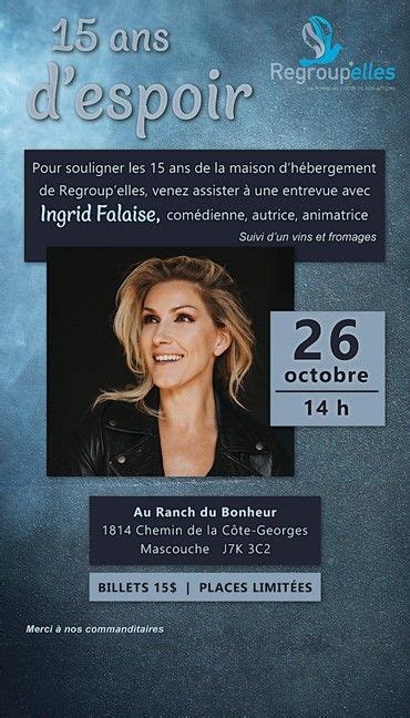 Entrevue Avec La Comédienne Autrice Et Animatrice Ingrid Falaise Pour… Joanne Beaudin