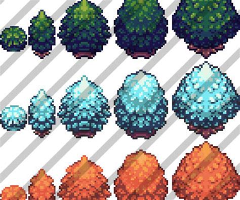 Artstation Pixel Art Sprites Trees Summer Game Assets