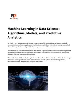Machine Learning in Data Science- Algorithms, Models, and Predictive ...