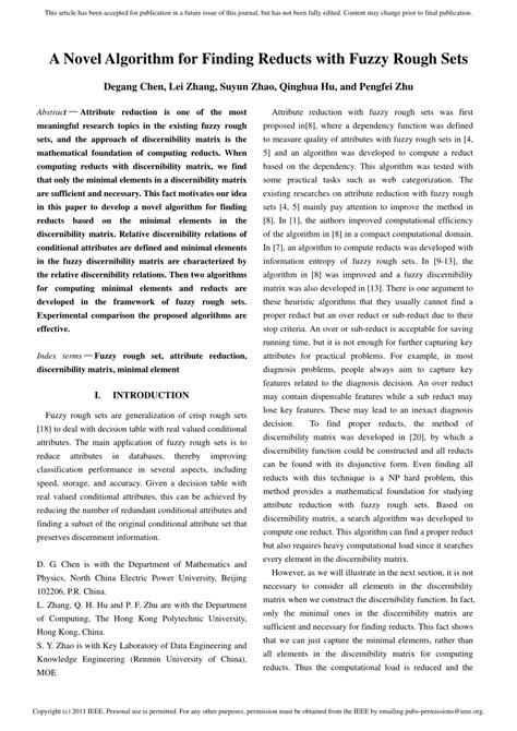 Pdf A Novel Algorithm For Finding Reducts With Fuzzy Rough Sets