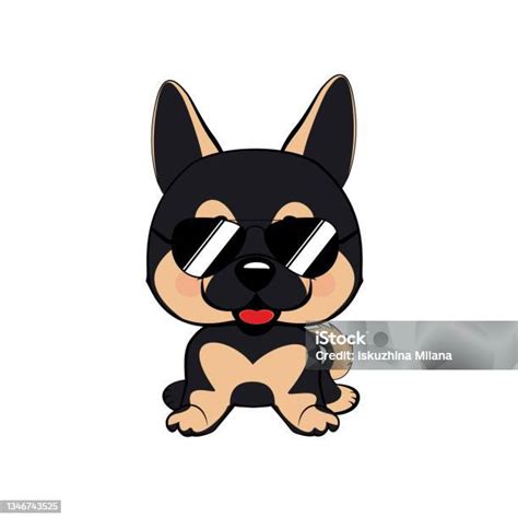 귀여운 벡터 멋진 개 흰색에 고립 된 강아지 선글라스에 독일 셰퍼드 0명에 대한 스톡 벡터 아트 및 기타 이미지 0명 가축 강아지 개 Istock