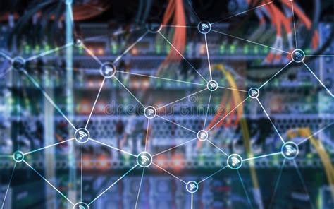 Wi Fi Network Abstract Structure On Modern Server Room Background Stock Image Image Of