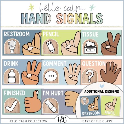 Hello Calm Classroom Hand Signal Posters W Visuals And Editable Text