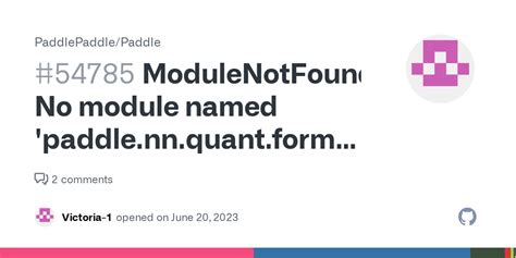 ModuleNotFoundError No Module Named Paddle Nn Quant Format Paddle Quantization Issue