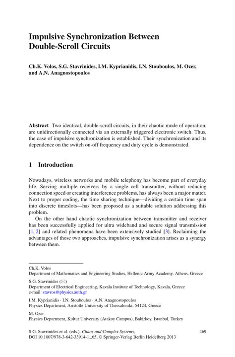 Pdf Impulsive Synchronization Between Double Scroll Circuits