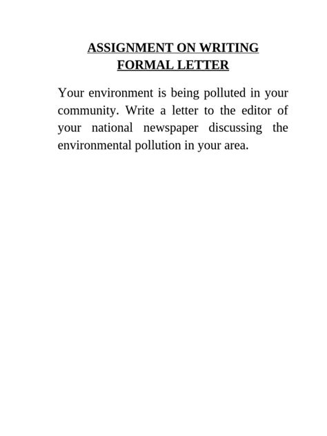 Assignment On Formal Letters Pdf