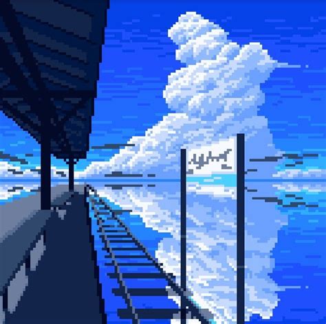 128x128 clouds pixel art landscape cool pixel art pixel art design