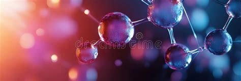 Abstract Representation Of Molecules And Chemical Structures Illuminated In A Vibrant Background
