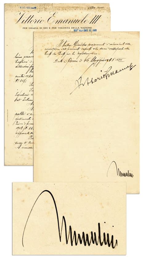 Sell Or Auction A Benito Mussolini Autograph Signed At Nate D Sanders